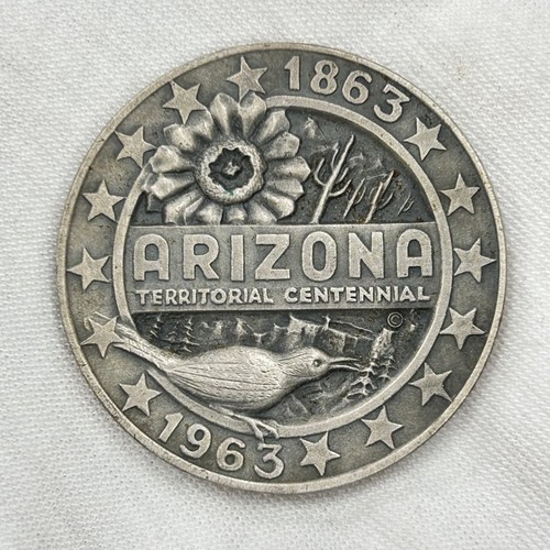 1963 Arizona Territorial Centennial Fine .999 Silver Round Metal Arts ...