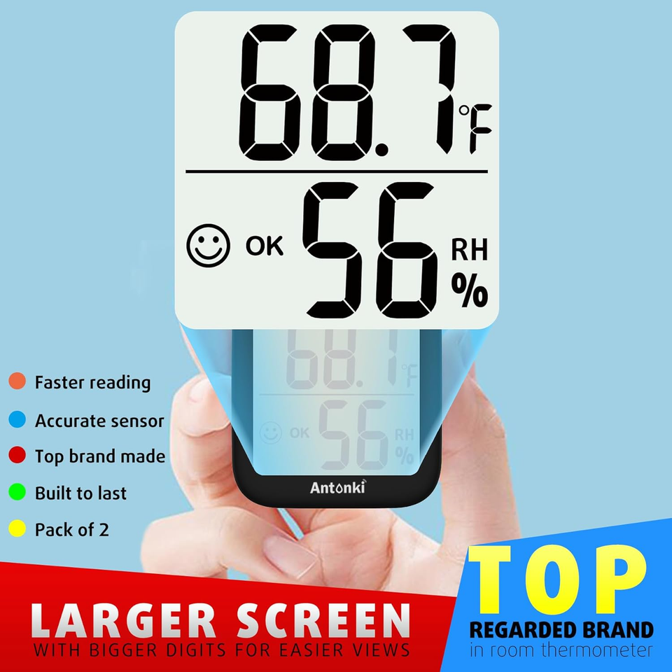 Digital LCD Hygrometer Indoor Temperature Humidity Meter Thermometer ...