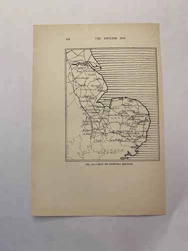 Map of Eastern England Old Coaching Roads Highway Inns c. 1926 Print | eBay