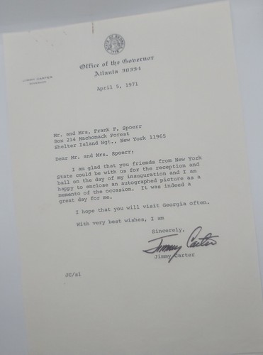 Jimmy Carter Signed 1971 Letter As Governor Full Signature Autographed ...