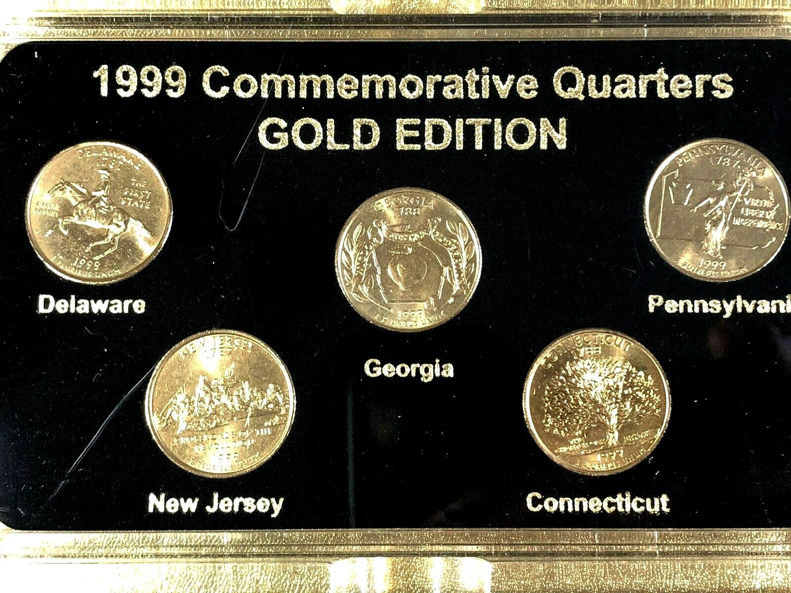 1998 to 2006 STATE COMMEMORATIVE QUARTERS GOLD EDITION 8 Sets Gold Tone ...