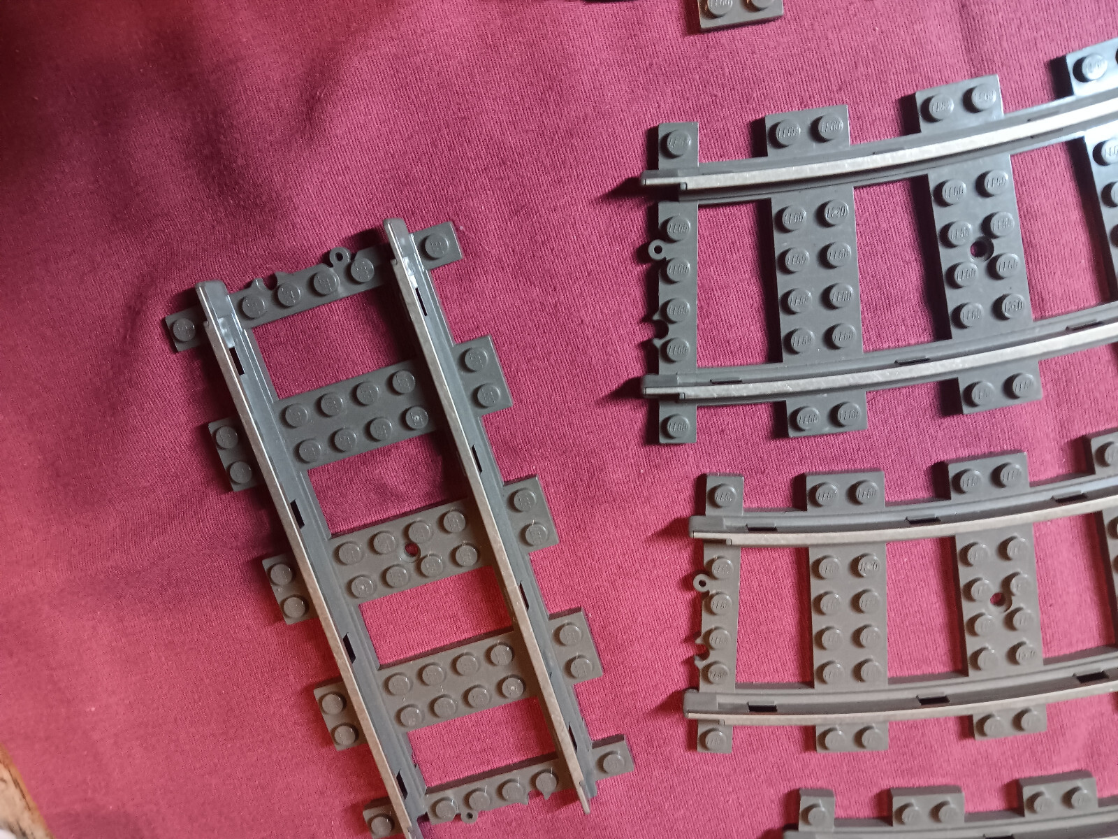 L-1 Lego Lot 9 Old Dark Gray 9V Track 2867 2865c01 4535 4534 10001 ...