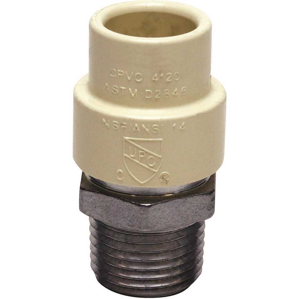 Apollo CPVCMA12 1/2 in. x 1/2 in. CPVC CTS Slip Stainless Steel MPT ...