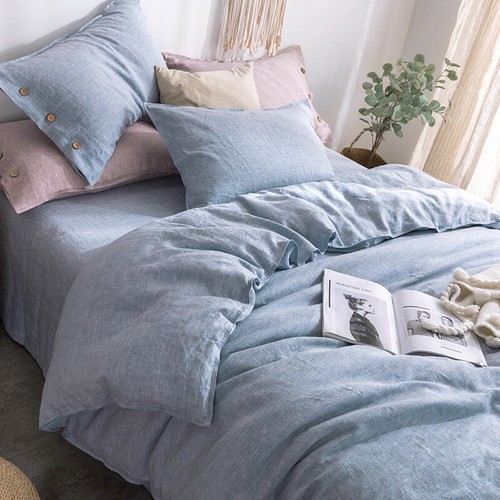 pure flax bedding set 4pcs 100% linen duvet cover bed sheet 2 ...