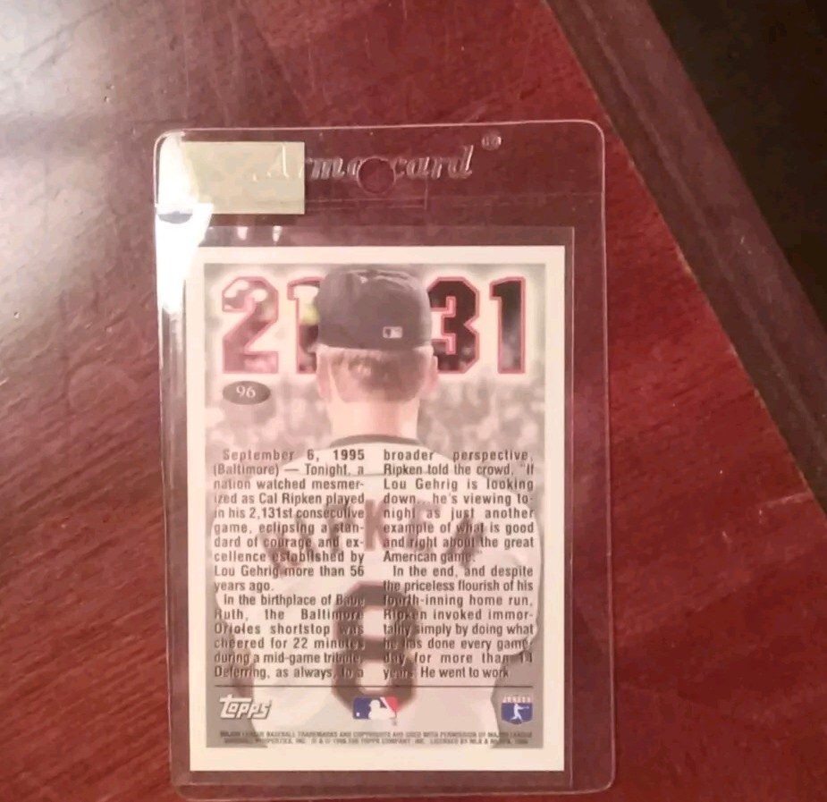 1996 Topps Cal Ripken Jr. #96 2131 Streak Iron Man Consecutive Games ...