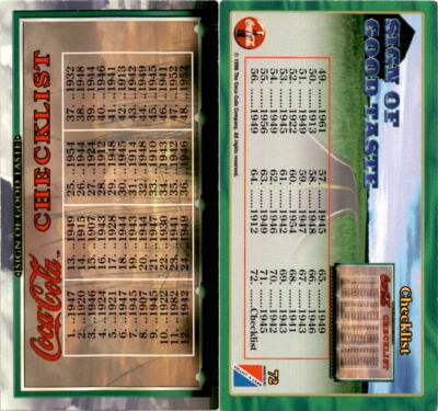 1996 Collect-A-Card, Coca-Cola Sign of Good Taste, #72 Checklist | eBay