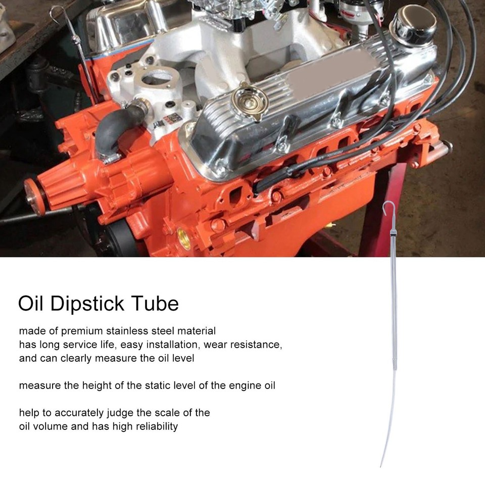 Silver Engine Oil Dipstick Tube 12 In Stainless Steel Fluid Oil Level ...
