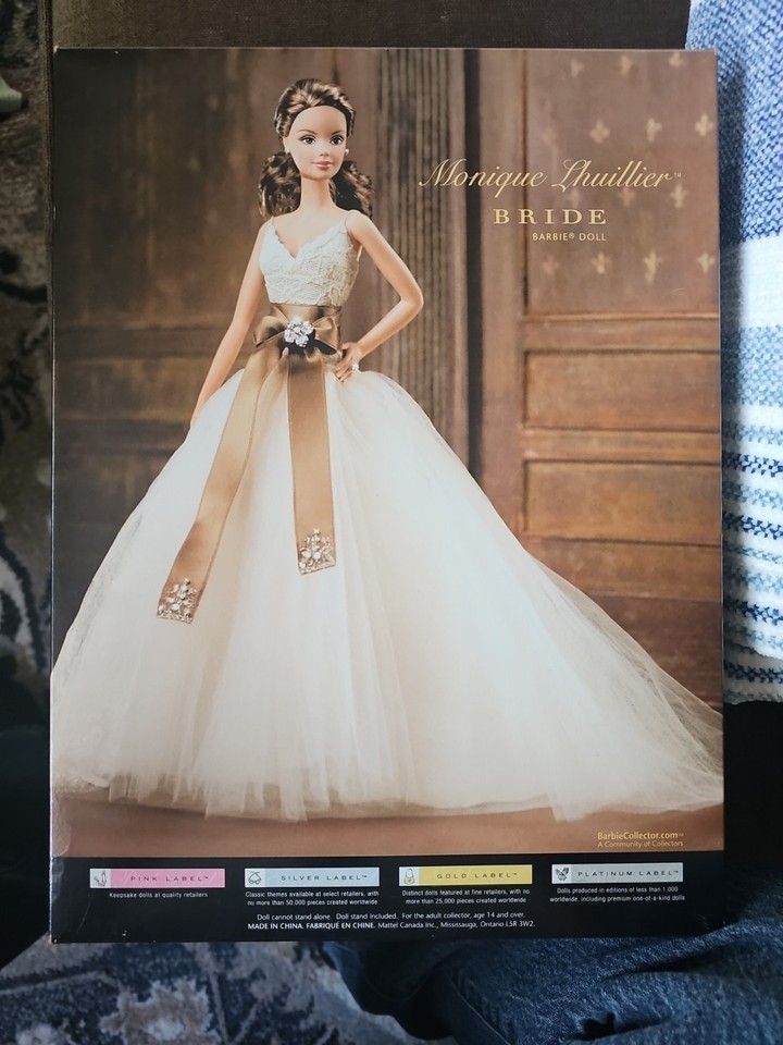 Barbie 2006 Monique Lhuillier Bride Wedding Gold Label Collector Doll ...