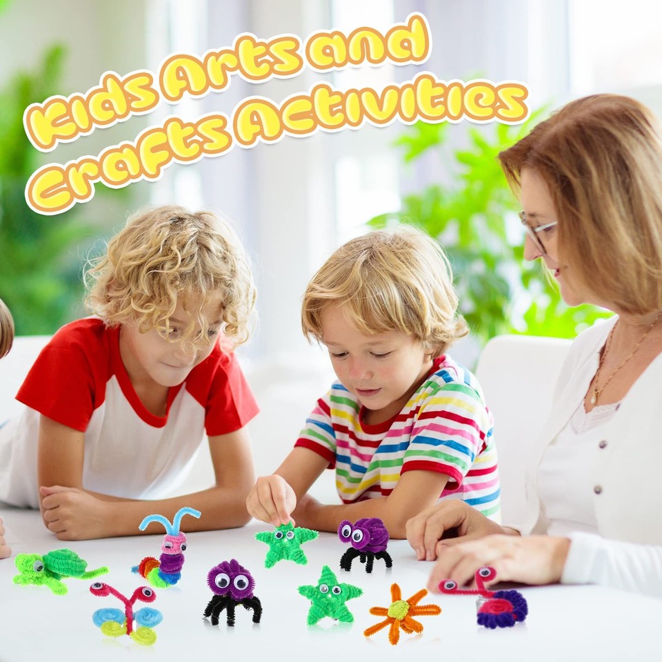 2500 Pcs Pipe Cleaners Craft Supplies Googly Eyes Kit Creative Crafts ...
