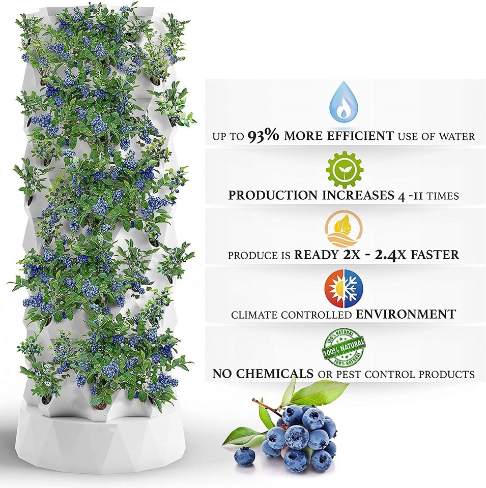 Vertical Hydroponic Garden Tower System Aeroponics Home Grow Kit 10 ...