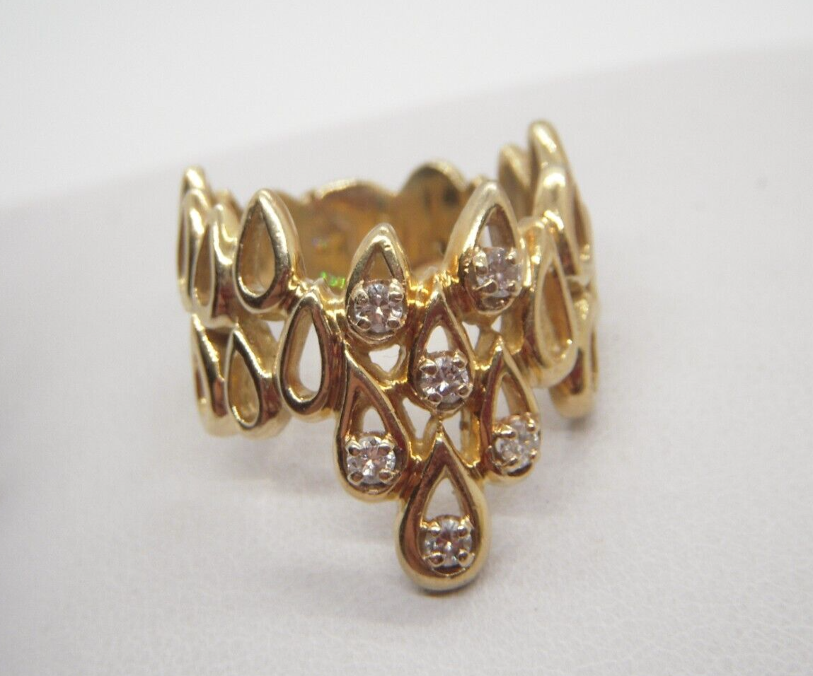 18k Solid Gold Multi Diamond Custom Made Dinner Ring Size 8 SAVE 2,200 ...