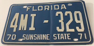 Vintage 1970 1971 Florida Dealer License Plate 4MI 329 Pinellas County ...