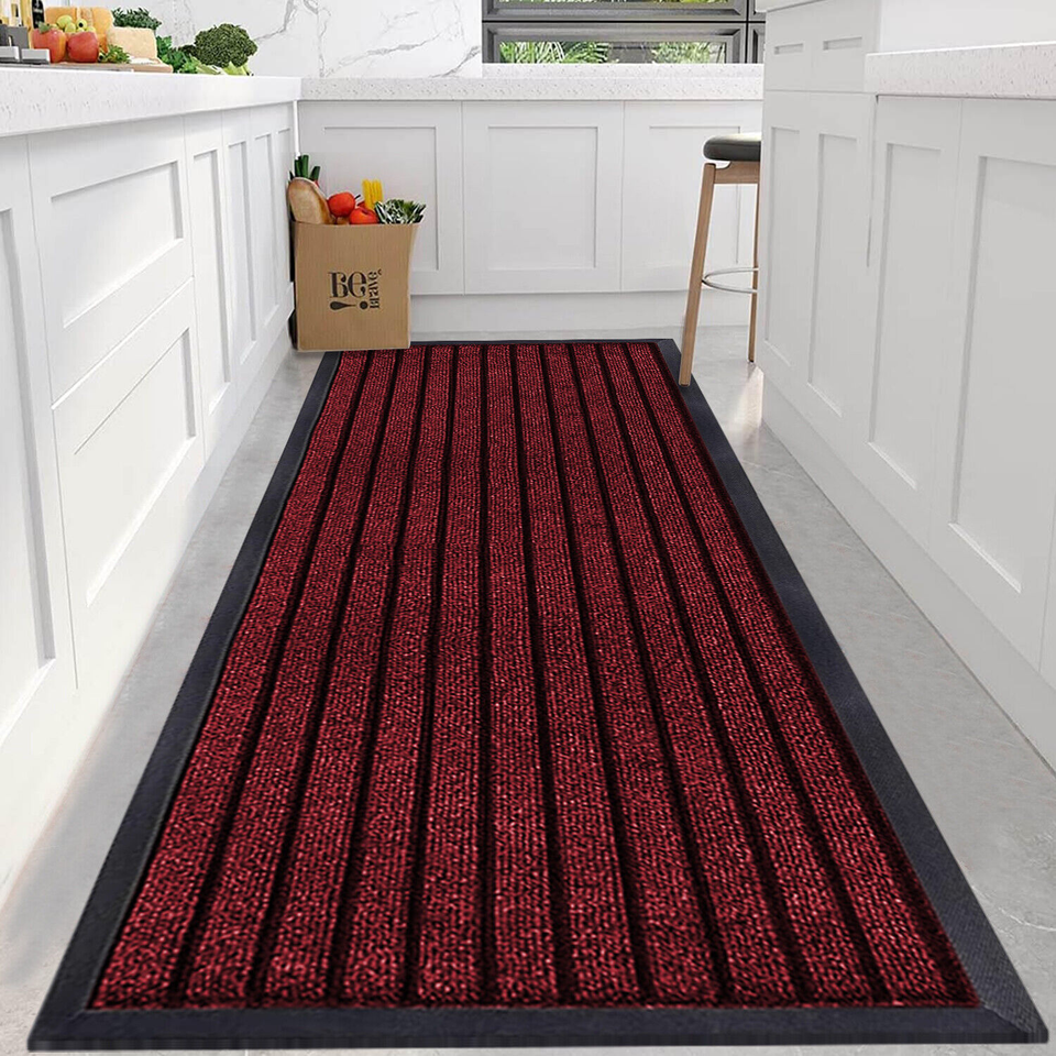 Non Slip Heavy Duty Rubber Barrier Mat Hall Hallway Kitchen Runner Rug ...