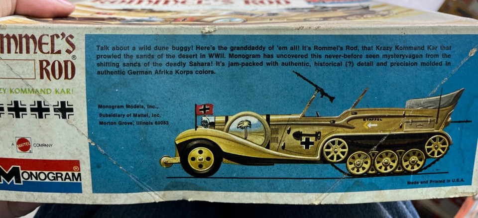 Monogram 0225 Tom Daniel’s Rommels Rod Halftrack 1969 Kit 1/24 McM Niob ...