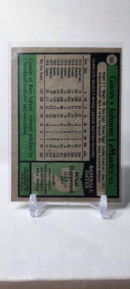 1979 TOPPS BASEBALL SET BREAK 284 JOHNNIE LeMASTER GIANTS | eBay