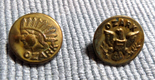 2 Vintage Antique Metal Picture Verbal Work Buttons OZARK Indian ...