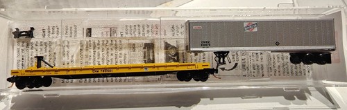 Micro-Trains N Scale 57' 6" Converted TOFC Flat Car w/45' Van C&NW ...