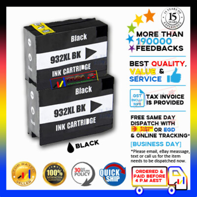 2x Yyuda NoN-OEM Ink Cartridge 932XL 932XL w chip for HP Officejet 7612 ...