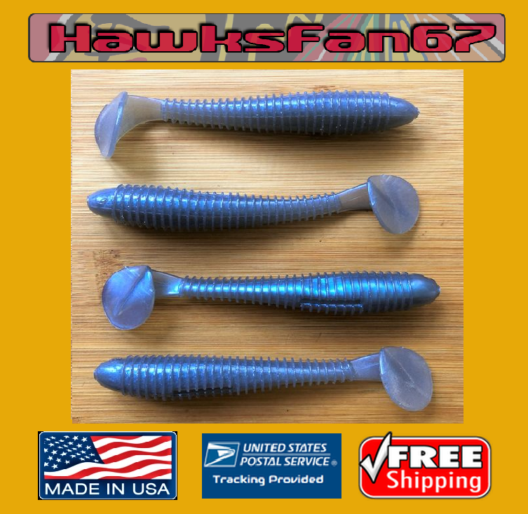 15 SEXY BLUE 4" BPS STYLE SPEED SHAD PADDLE TAIL BASS SWIM BAIT BULK ...