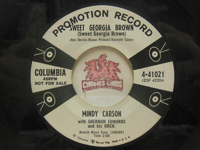 Promo! Mindy Carson – Sweet Georgie Brown / Water Wheel, 45 RPM VG (21D ...