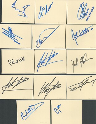 F1 Old Drivers Signatures - collection 14 signed 4x3 inch cards with ...