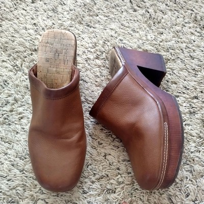 Korks Women's Clogs/Mules Brown Cork Chunky Block Heel Slip-On Size 9M ...