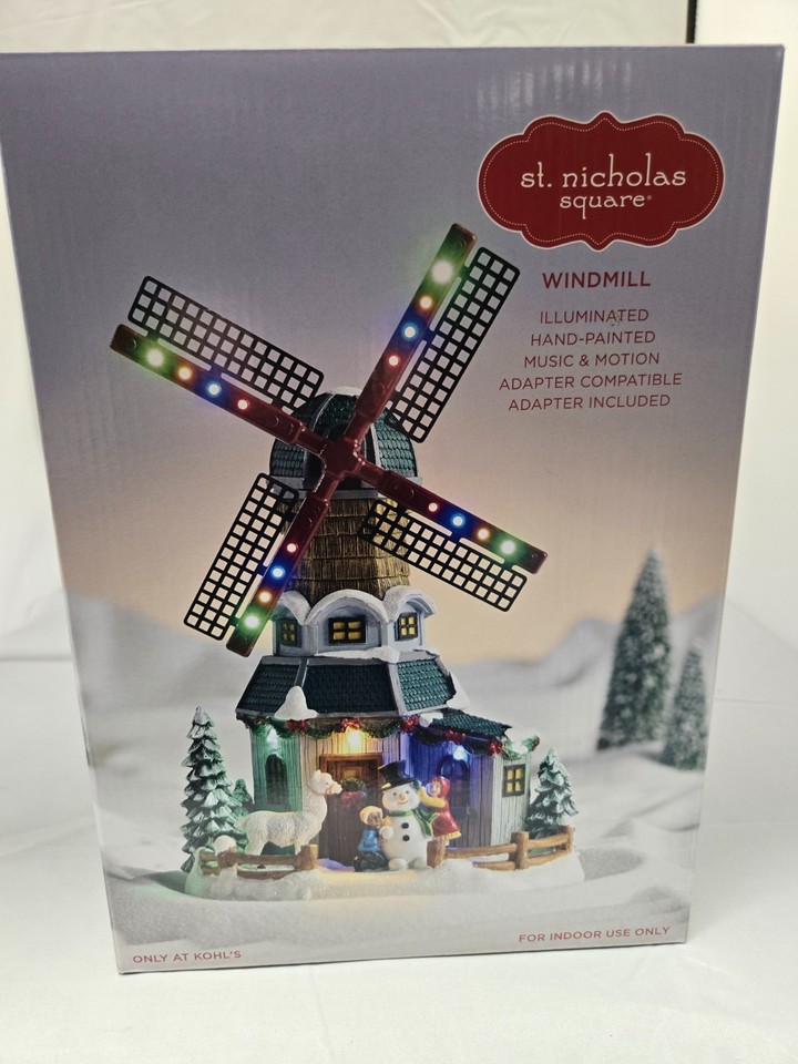 St Nicholas Square Village - WINDMILL LED Lights Animation Musical ...