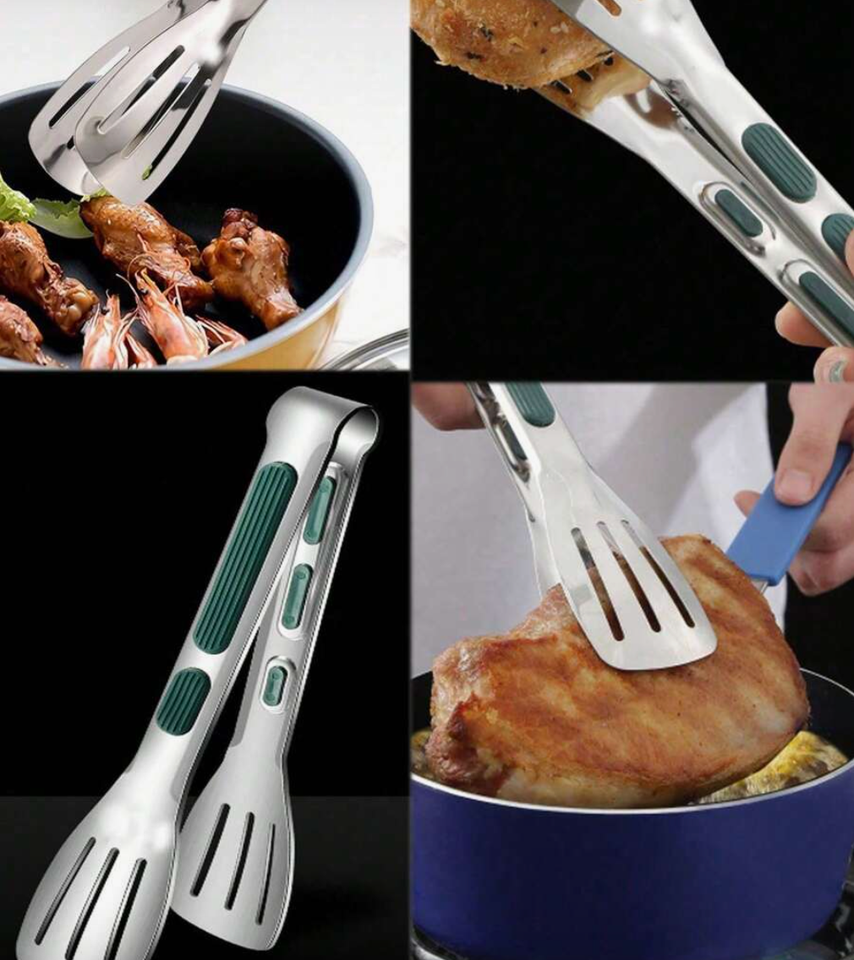 Stainless Steel Kitchen Tongs Food Serving Grill Multi Purpose Cooking ...