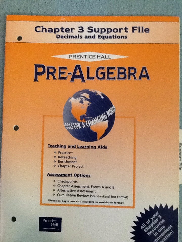 Prentice Hall Pre-Algebra Chapter 3 Support File Paperback Decimals ...