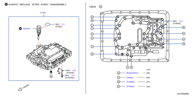 Genuine Nissan Valve Assembly-Control 31705-X044E for sale online | eBay