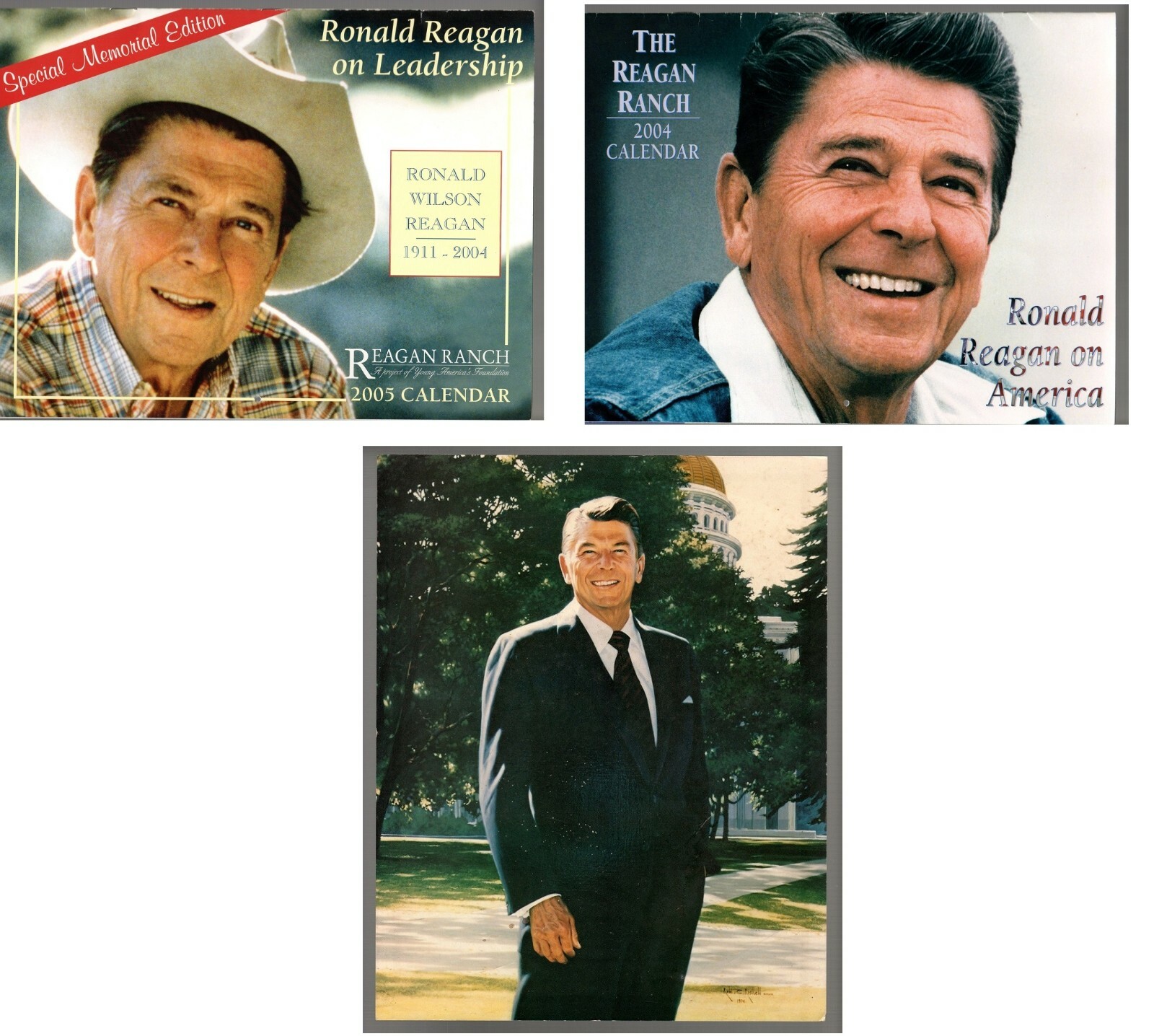 Lot of 3 Ronald Reagan Collectibles, 2004 & 2005 Calendar 1974 Painting ...