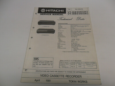 Hitachi VT-M820E VT-M822E VCR SERVICE MANUAL | eBay UK