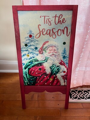 KRINGLE EXPRESS LIGHT UP SANTA WOOD STAND | eBay