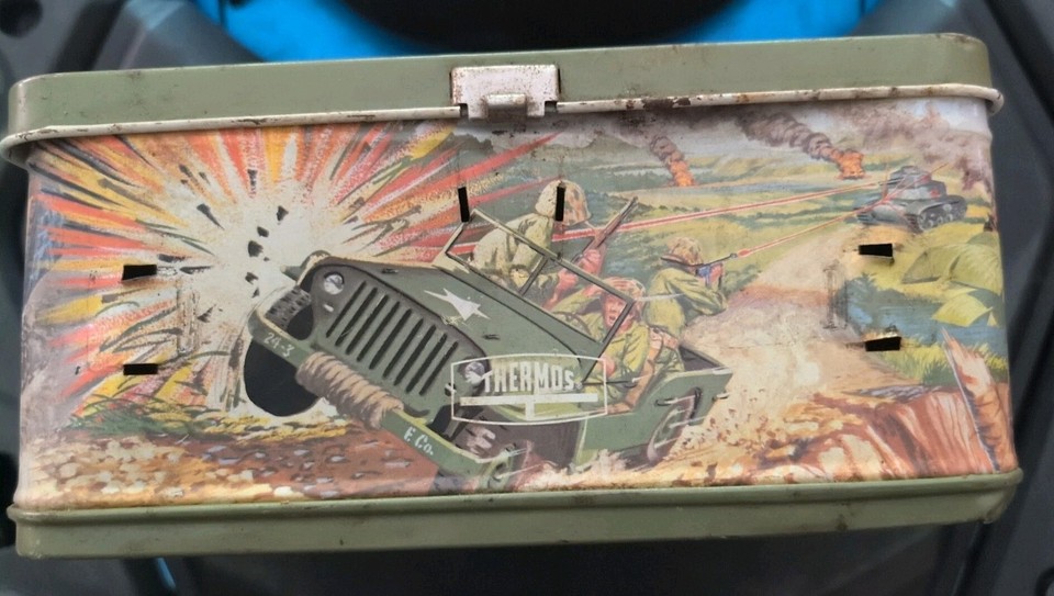 Vintage 1965 Battle Kit Metal Lunch box by King Seeley Thermos Army ...