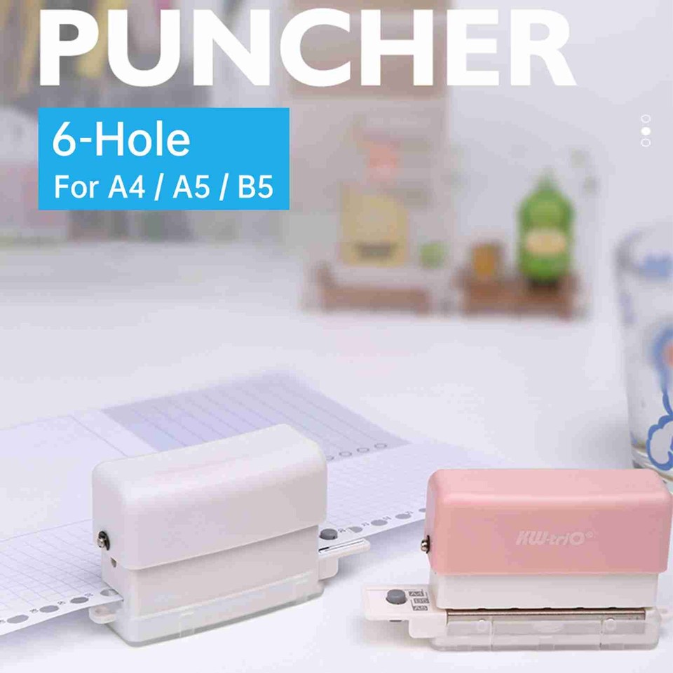 Mini Paper Punch 6 Hole 3 Sheets Capacity 5.5mm Loose Leaf Punch for A4 ...