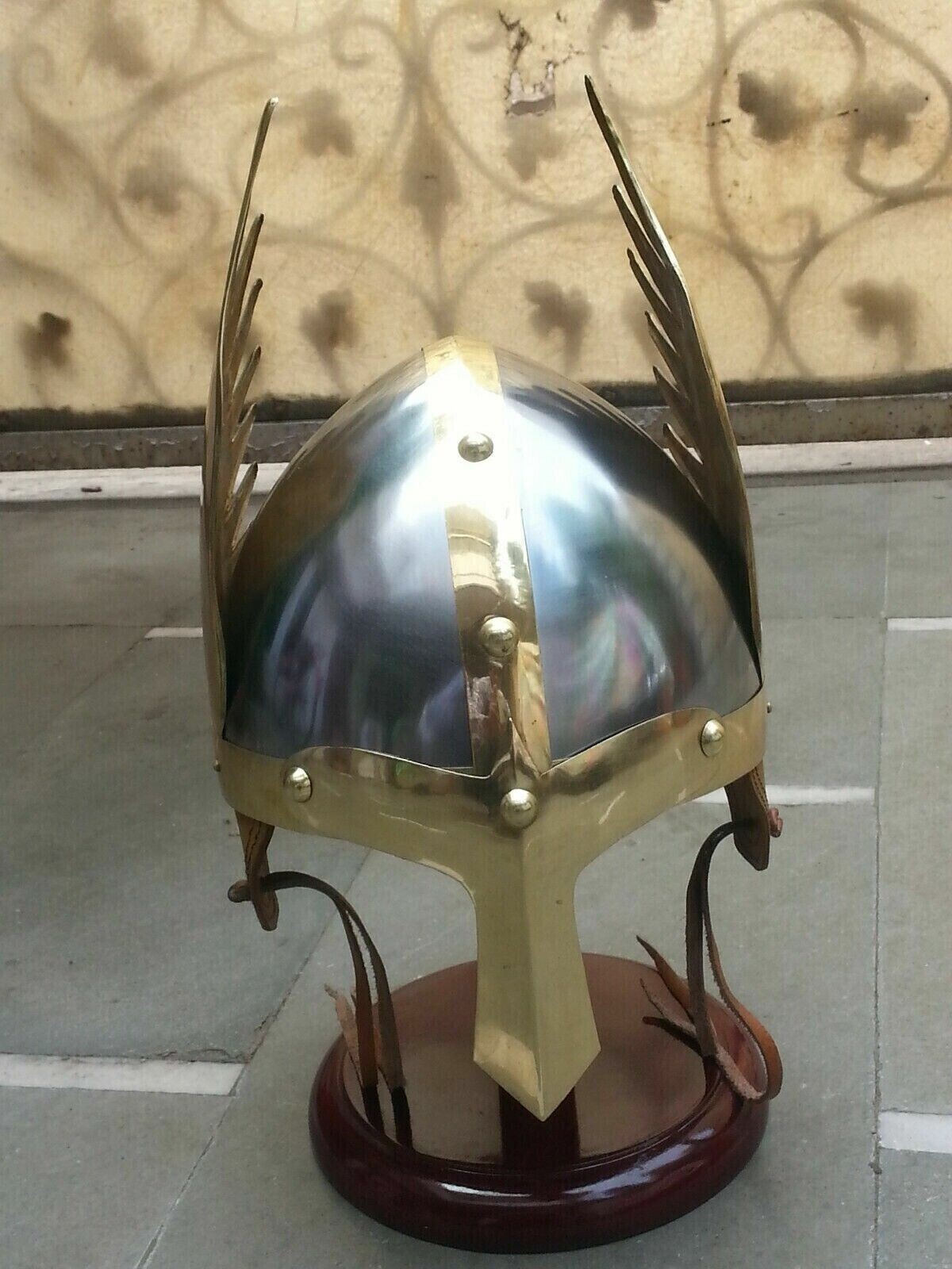 Medieval Norman Viking Winged Helmet King Fully Wearable w/ Liner new ...