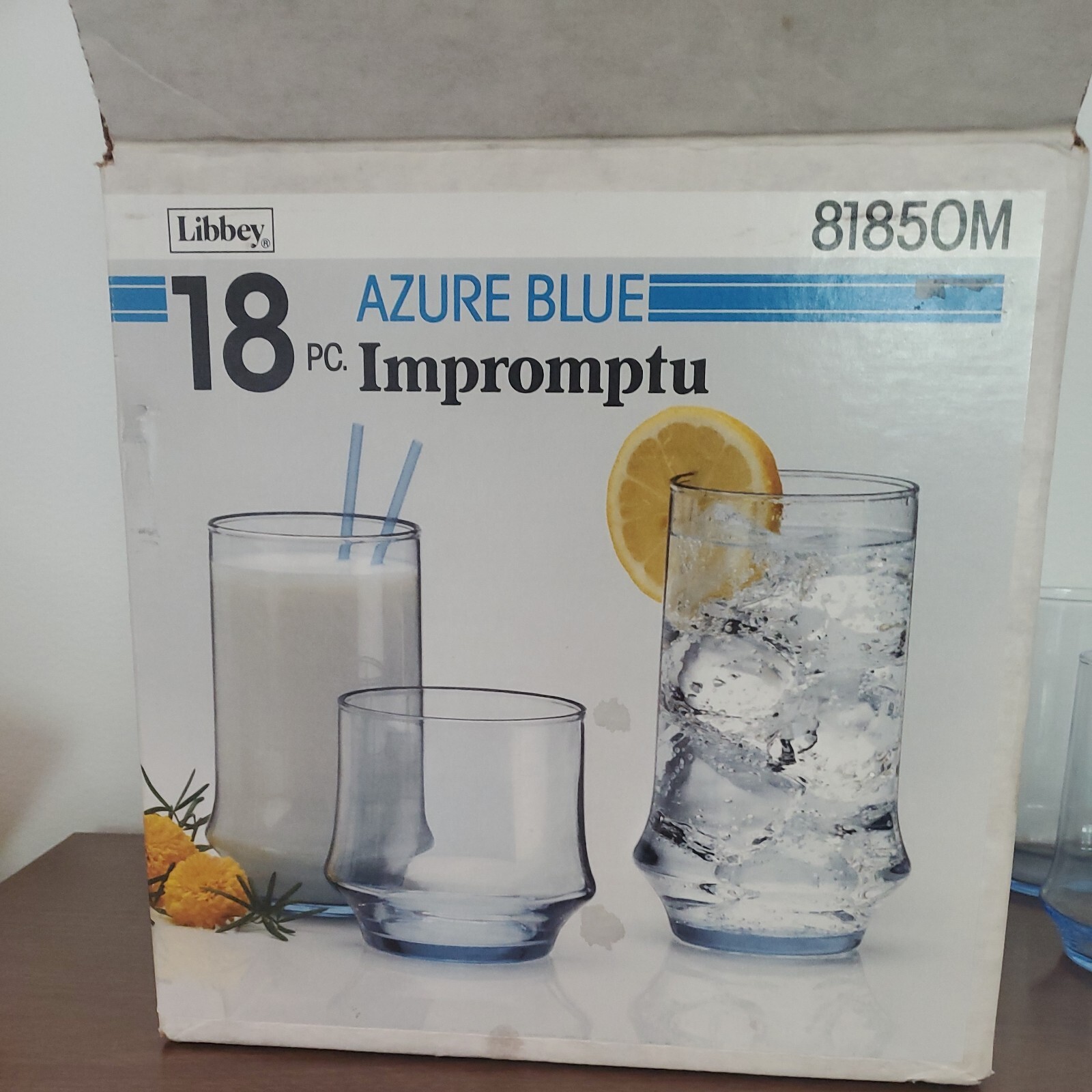 18 Libbey Azure Blue Beverage IMPROMPTU Glasses Tumblers 3 sizes! Nos Open Box | eBay
