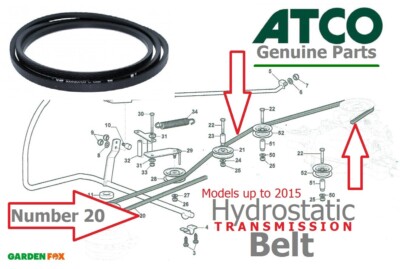 Genuine ATCO GT84 Hydrostatic Transmission BELT - 2002-2015 CGHYTB14 ...
