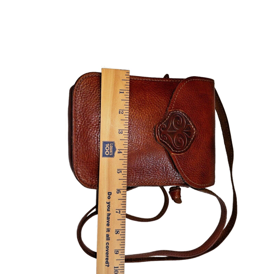 Brown Leather Cross Body Bag Medallion Purse Handbag Adjustable Strap ...