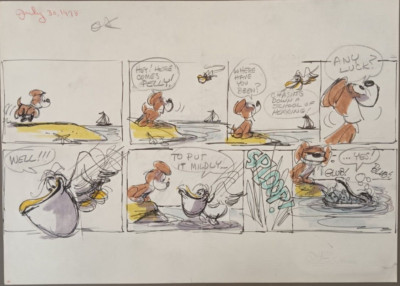 Disney Studios Original Comic Strip Drawing of "SCAMP" 7/30/78 by Bill ...