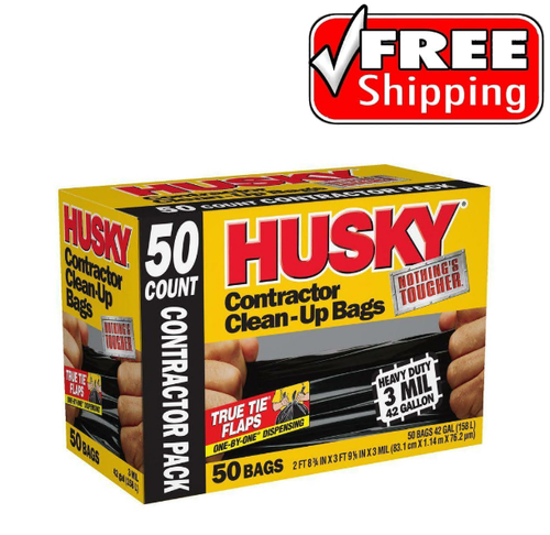 HUSKY 42 Gallon Heavy Duty Construction Garbage Trash Contractor Bags ...