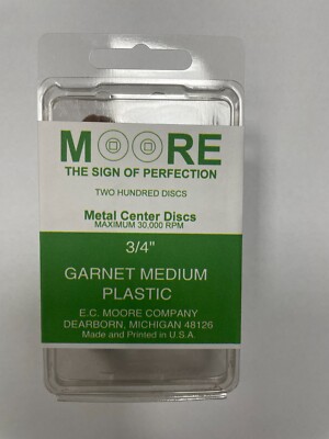 EC MOORE PLASTIC GARNET DISC 3/4" BRASS CENTER DISC 200/pk MEDIUM GRIT ...