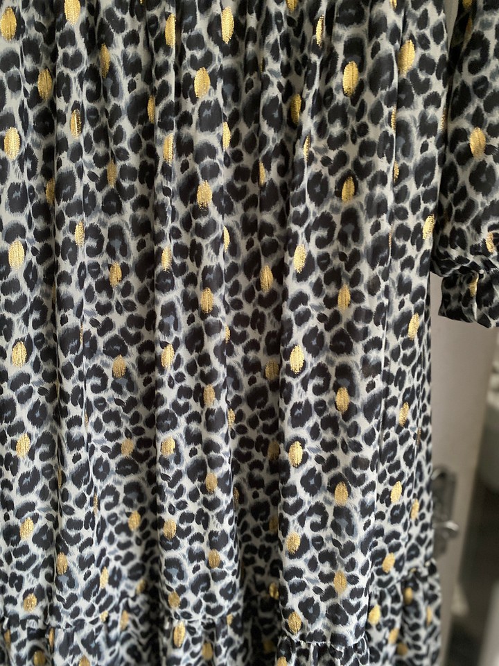 Amazing UNIGIRL PARIS Leopard Print Grey/Gold/Black MAXI dress UKS | eBay