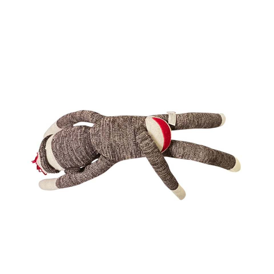Schylling Brown & Cream Sock Monkey 22" Red Mouth Bottom Plush Stuffed Animal | eBay