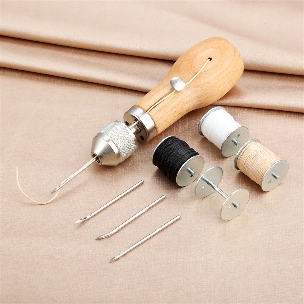 Leather Lock Stitching Tool Leathercrafts DIY Awl Kit Curve Straight ...