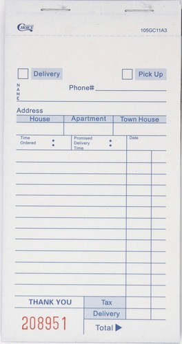 Choice White Delivery Order Form Paper, Carbonless 3 Part Book 50 ...