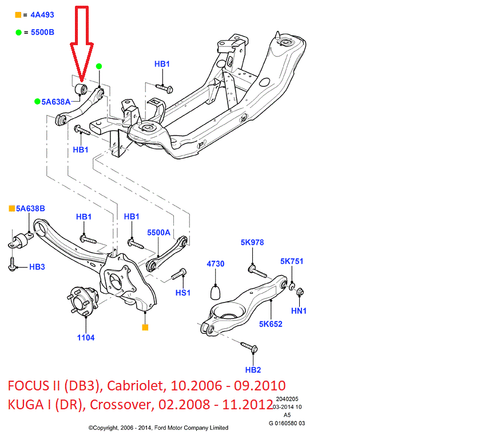 Genuine Ford Kuga 1, Focus 2, Rear Suspension Upper Wishbone Arm Bush ...