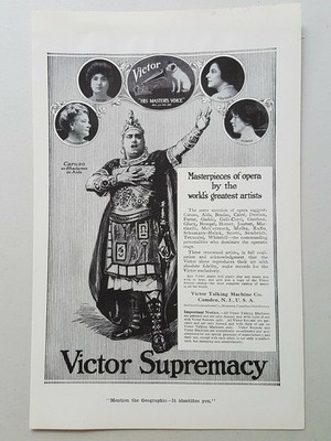 1917 Victor Talking Machine Records Caruso Farrar Melba Vintage Print ...