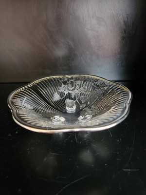 Silver City Glass Co 3-Footed Crystal Bowl w/ Sterling Silver Overlay ...
