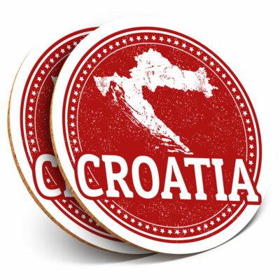 2 x Coasters - Croatia Red Flag Map Travel Home Gift #9228 | eBay